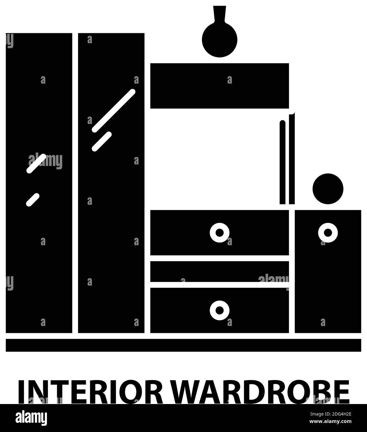interior wardrobe icon, black vector sign with editable strokes ...