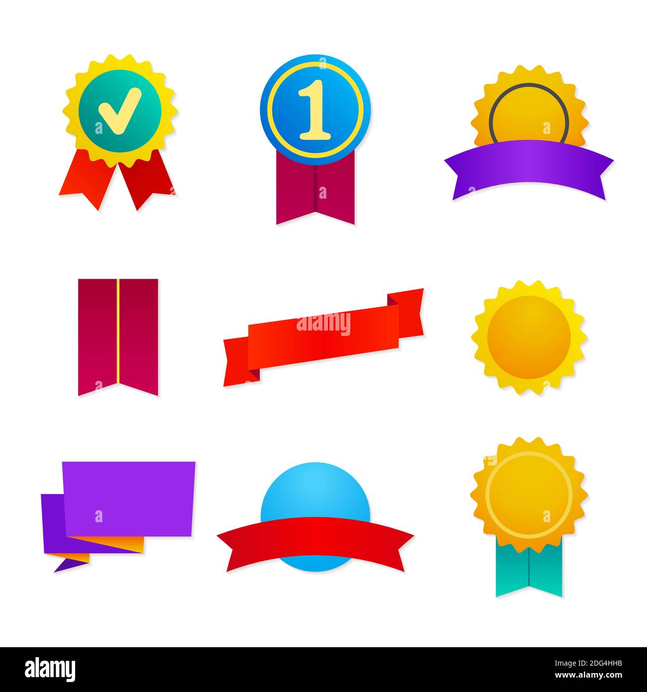 Quality control Set of vector icons in flat design Colorful badges and ...