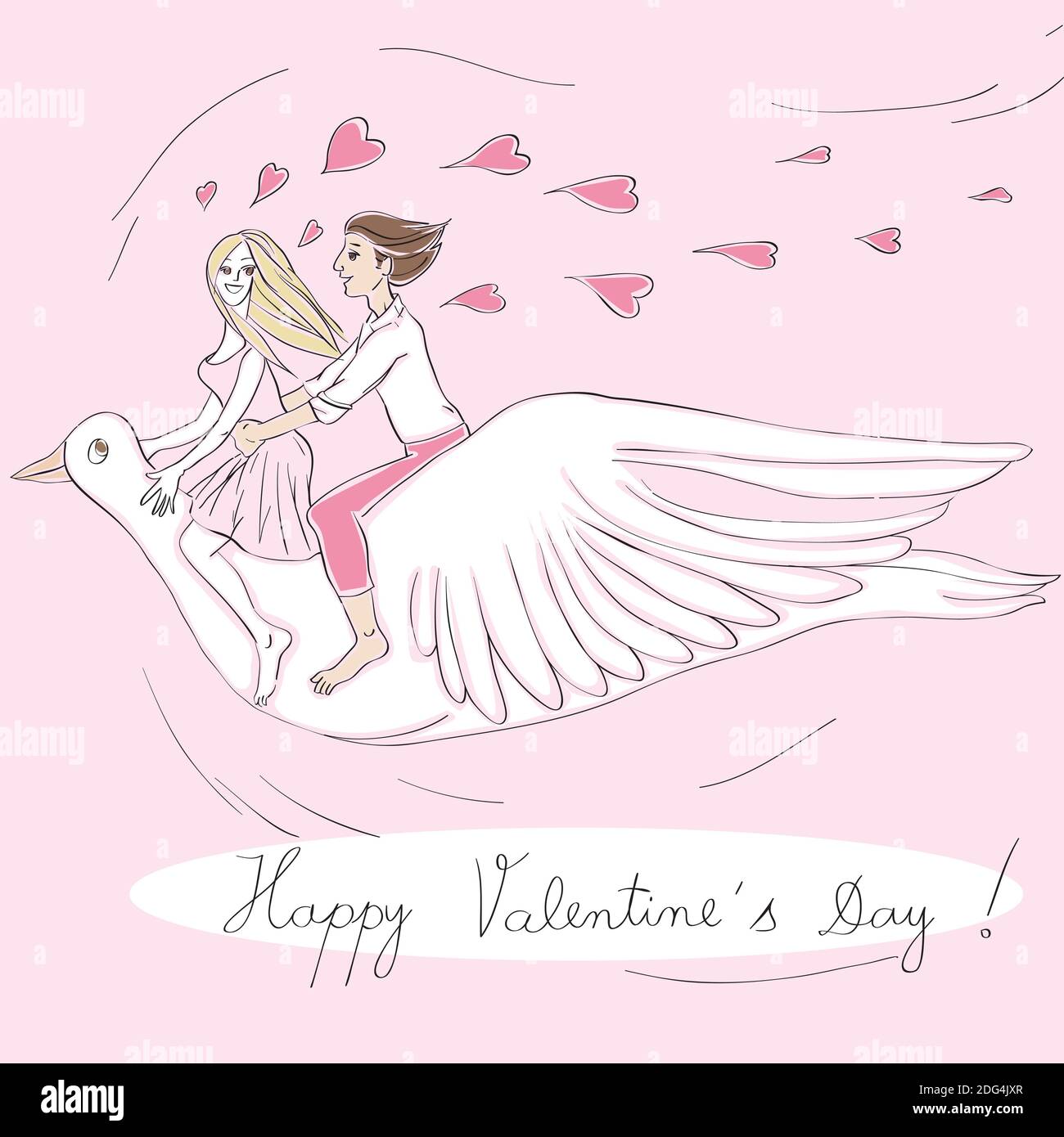 Valentine bird riders Stock Photo - Alamy