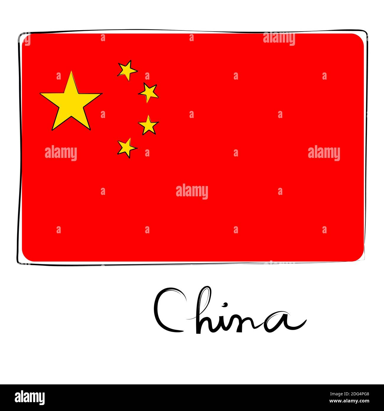 China flag doodle Stock Photo - Alamy