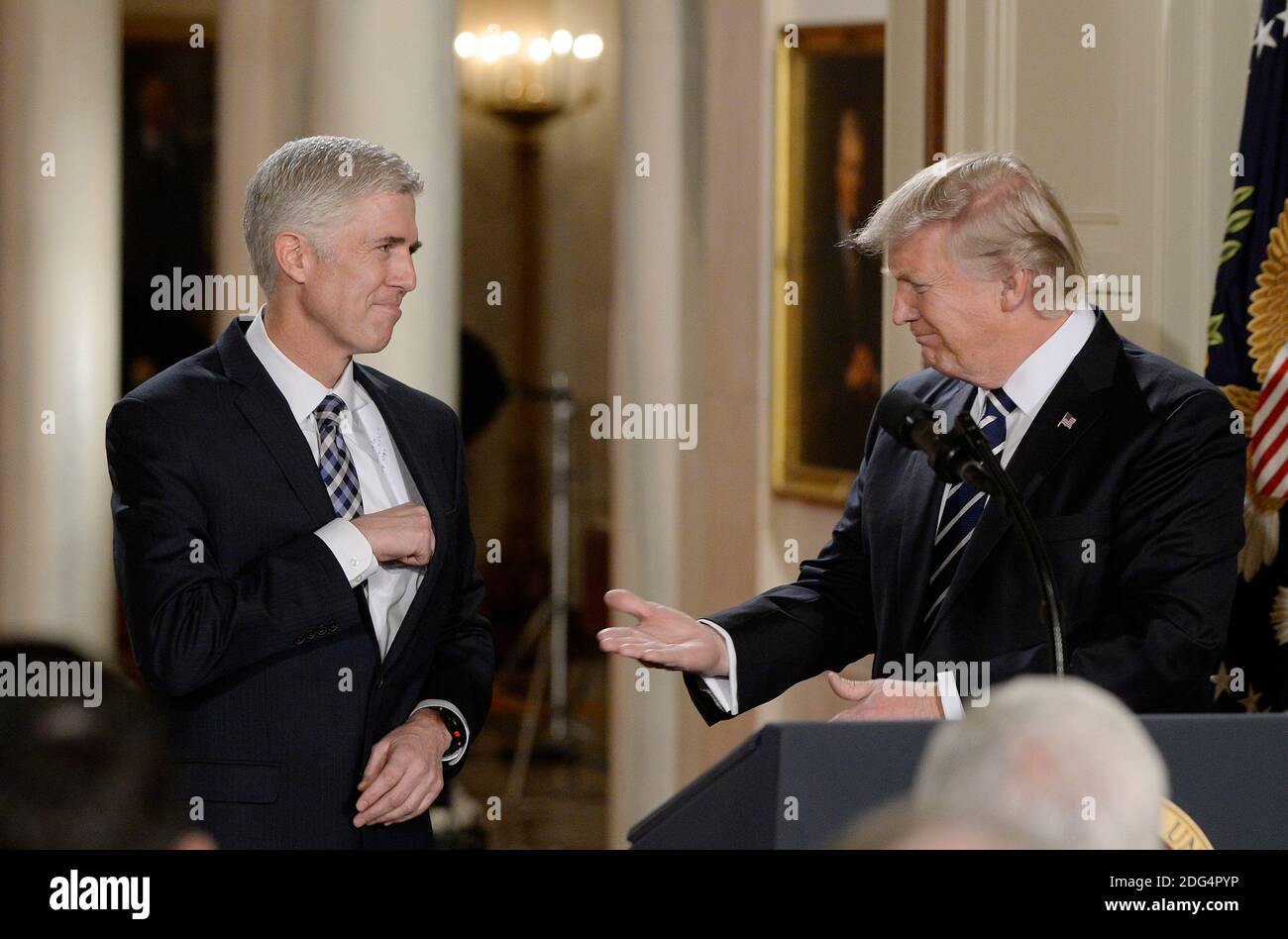 US President Donald Trump annonces the Supreme Court nominee Judge Neil ...