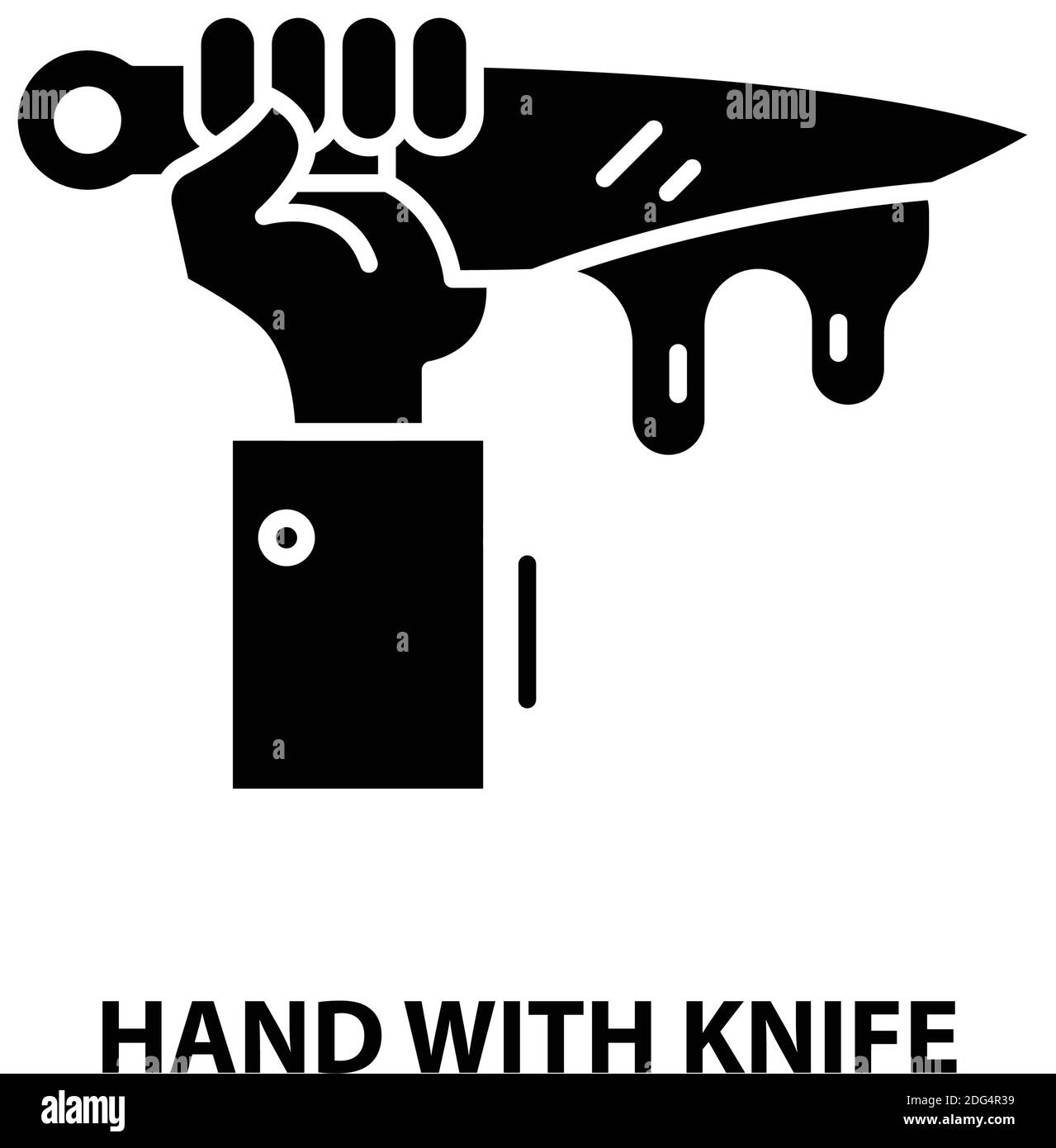 hand with knife icon, black vector sign with editable strokes, concept ...