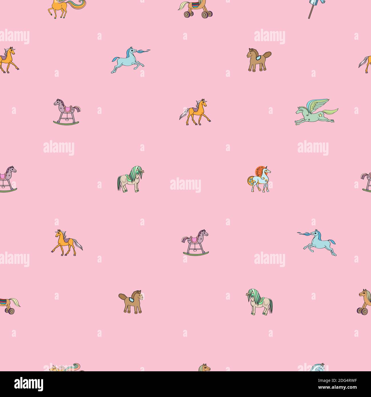 Pink sparse pattern with toy horses Stock Photo - Alamy