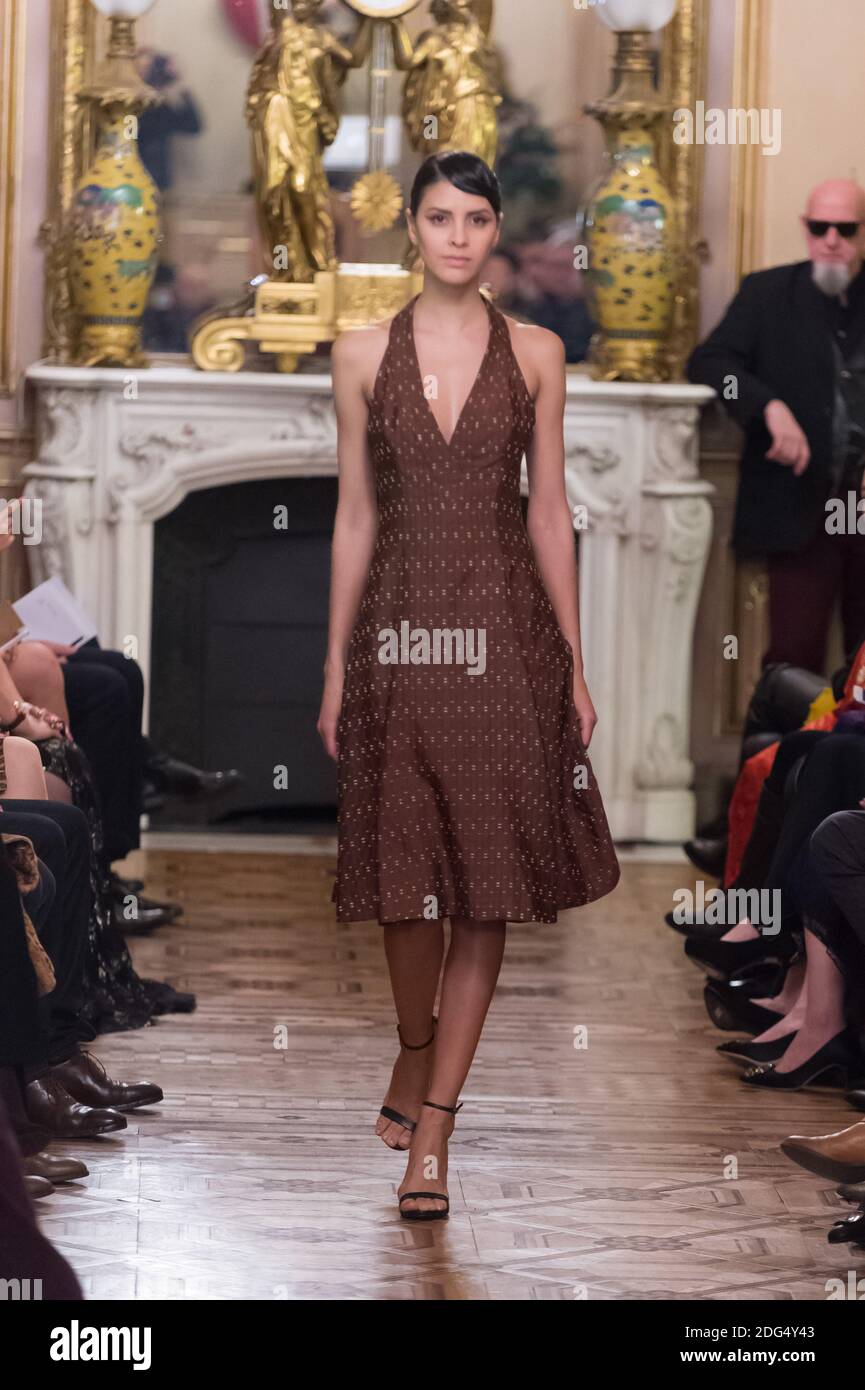 A model walks the runway during the Bei fashion show on February 2 ...