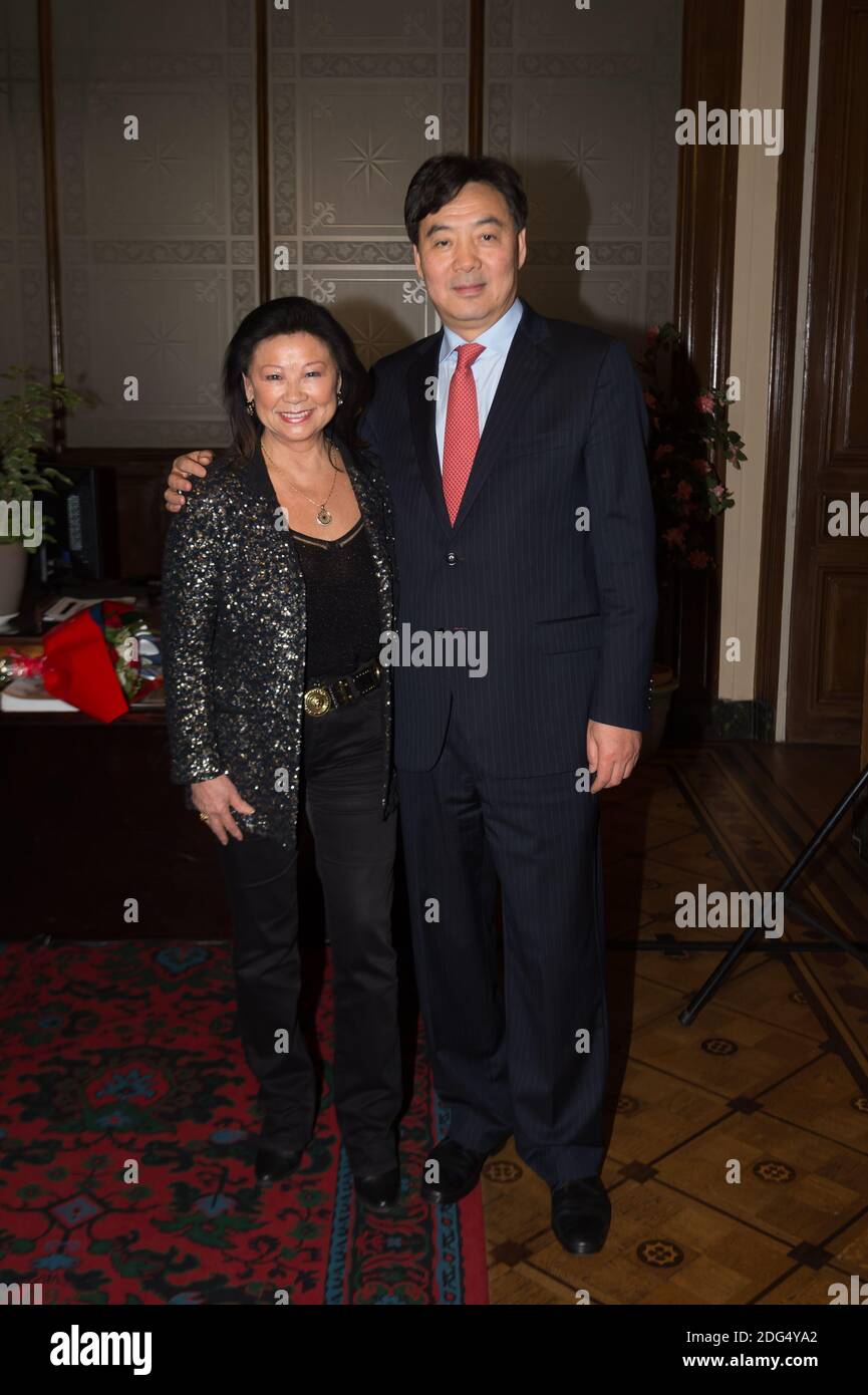 Chinese ambassador to France Zhai Jun and Jeanne d'Hauteserre attending ...