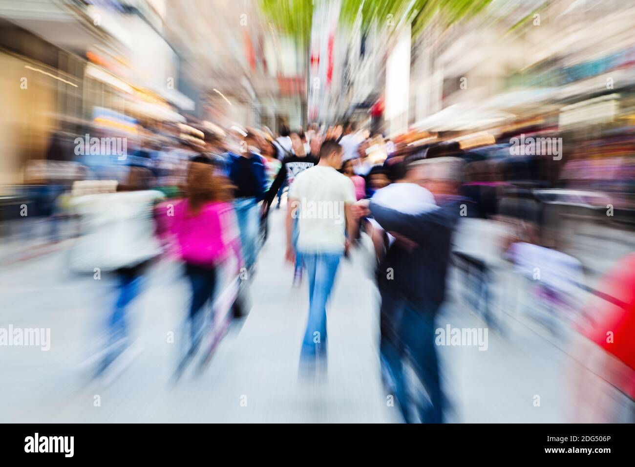 Picture of moving people in the pedestrian area of the city with zoom ...