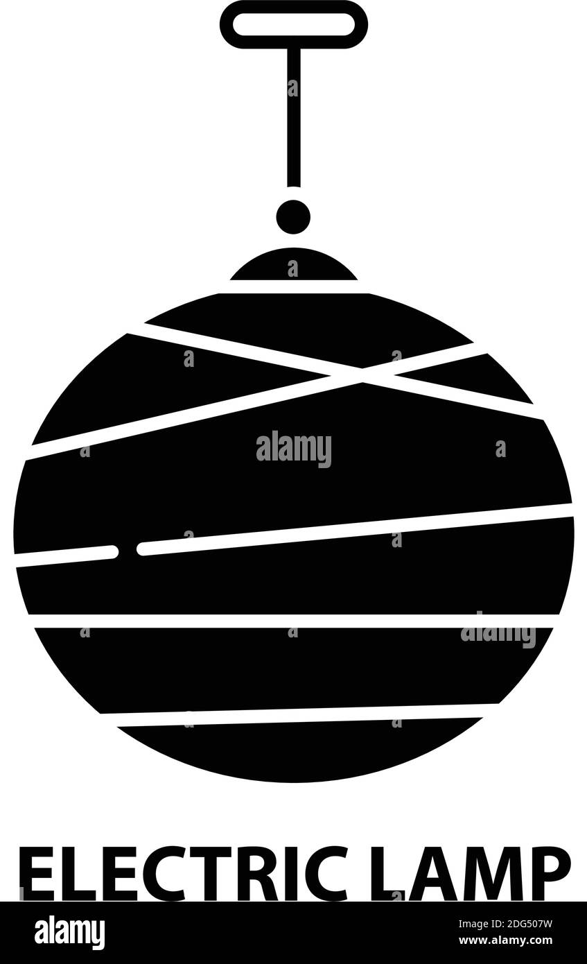 electric lamp icon, black vector sign with editable strokes, concept ...