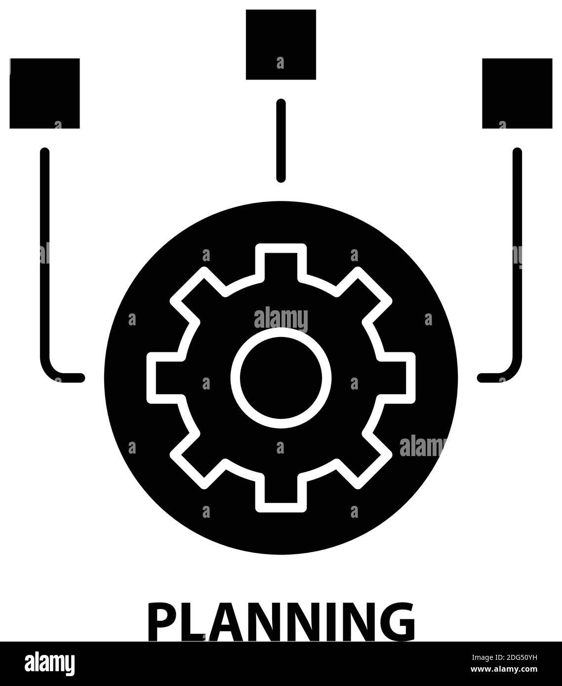 planning icon, black vector sign with editable strokes, concept ...