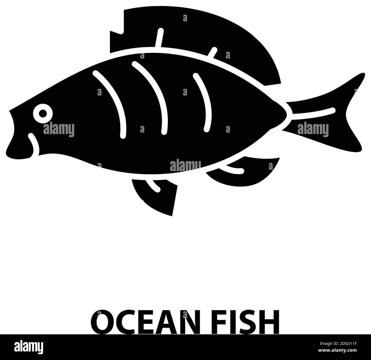 ocean fish icon, black vector sign with editable strokes, concept ...