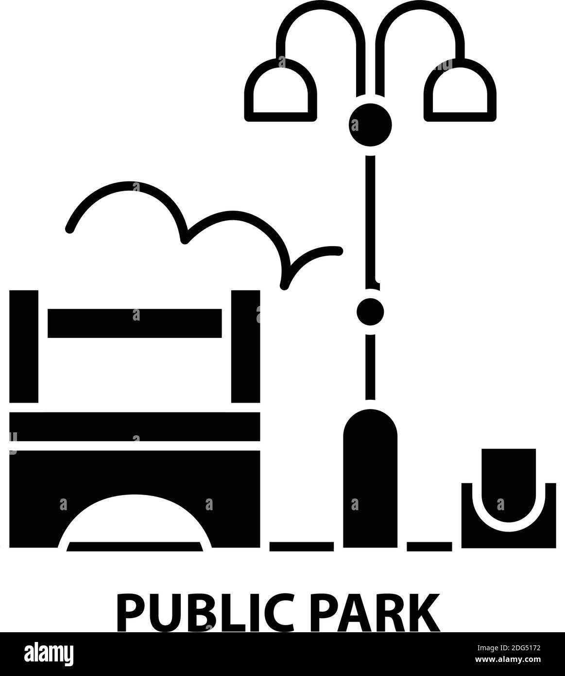 public park icon, black vector sign with editable strokes, concept ...