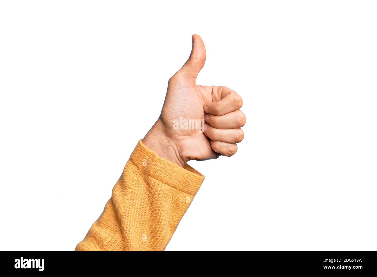 Hand of caucasian young man showing fingers over isolated white ...