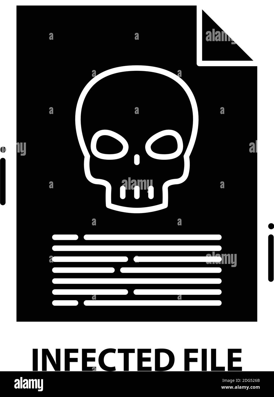 infected file icon, black vector sign with editable strokes, concept ...