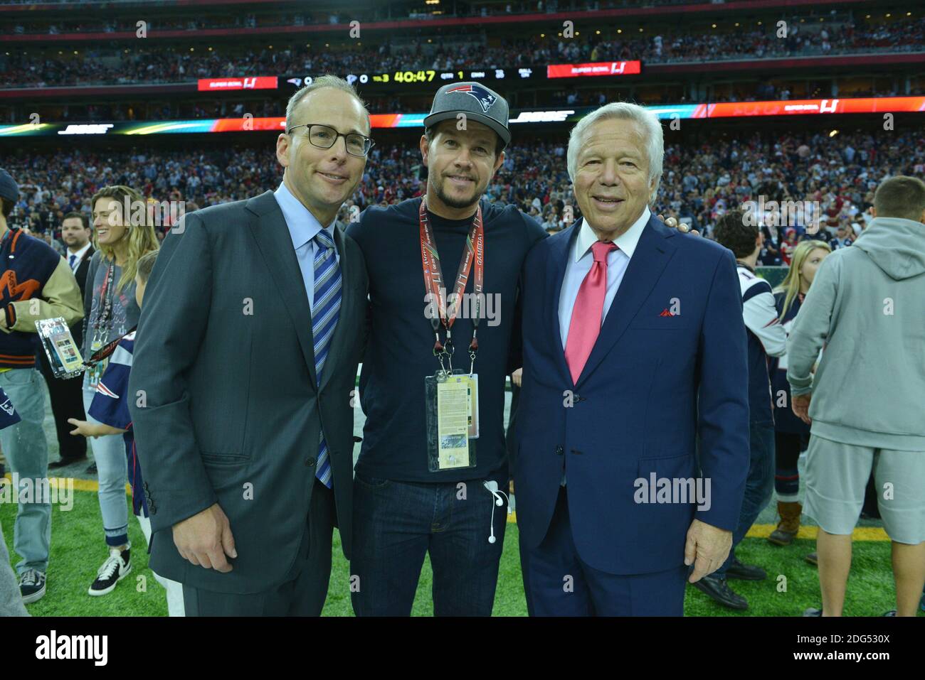Robert Kraft and Mark Walberg attend Super Bowl LI at the NRG Stadium ...
