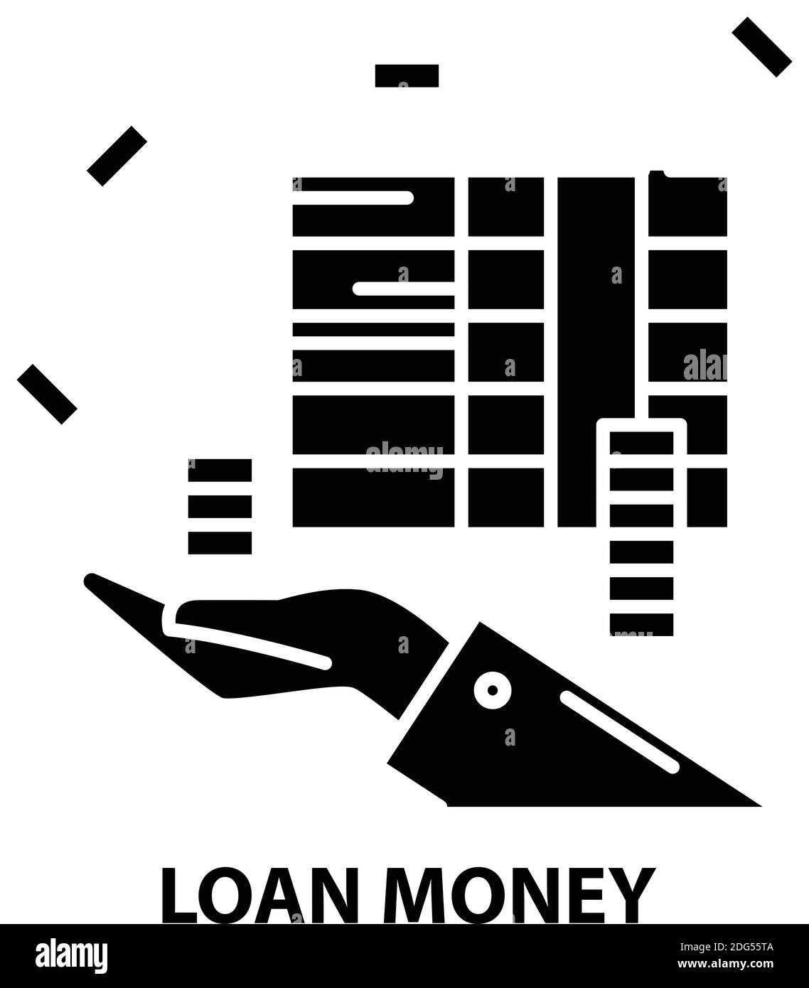 loan money icon, black vector sign with editable strokes, concept ...