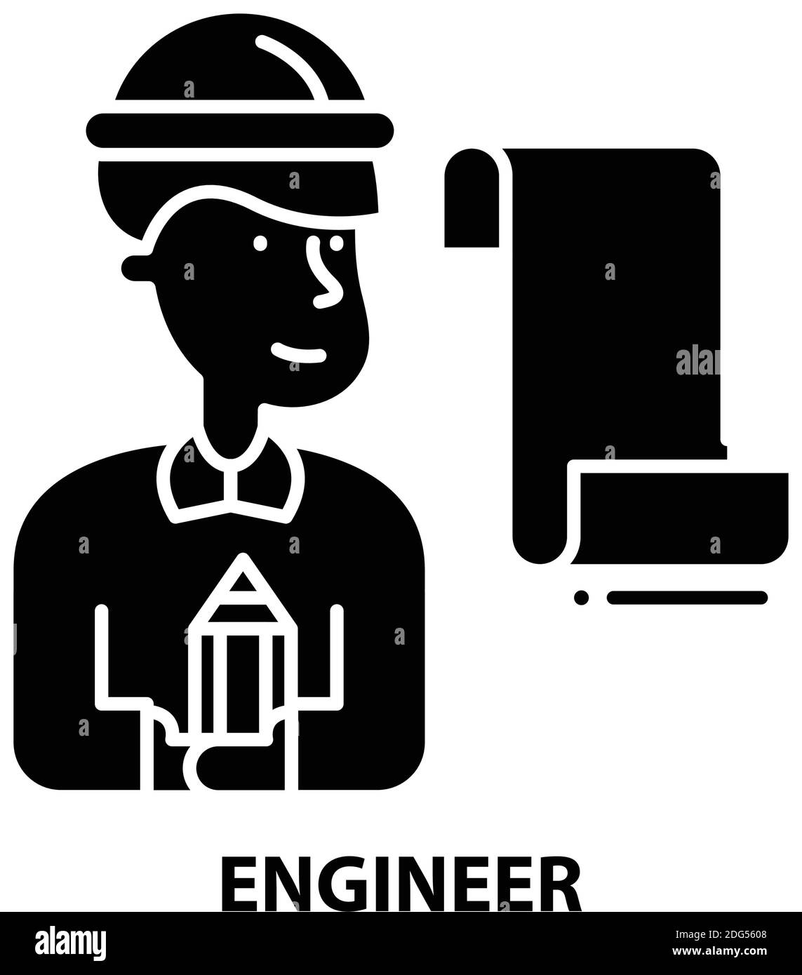 engineer icon, black vector sign with editable strokes, concept ...