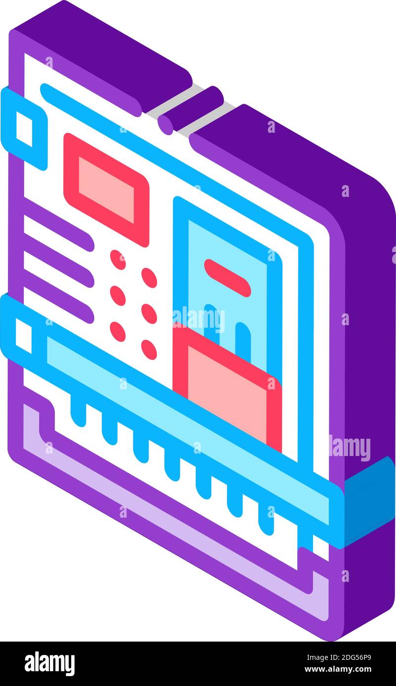 back of computer system with ports isometric icon vector illustration ...