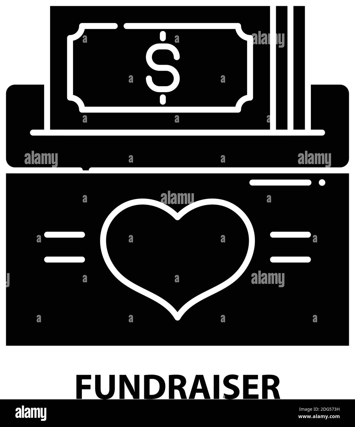 fundraiser icon, black vector sign with editable strokes, concept ...
