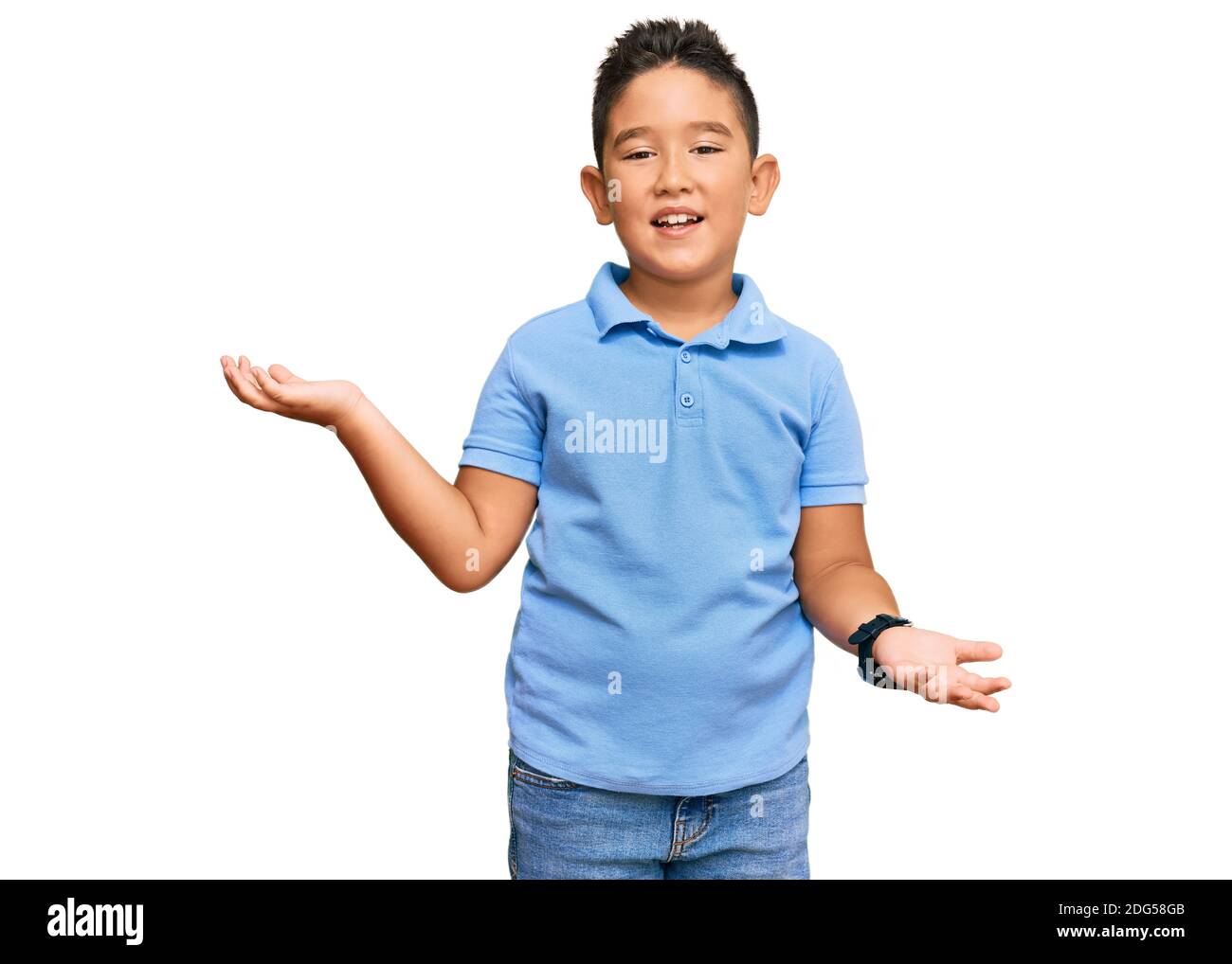 Little boy hispanic kid wearing casual clothes smiling cheerful with ...