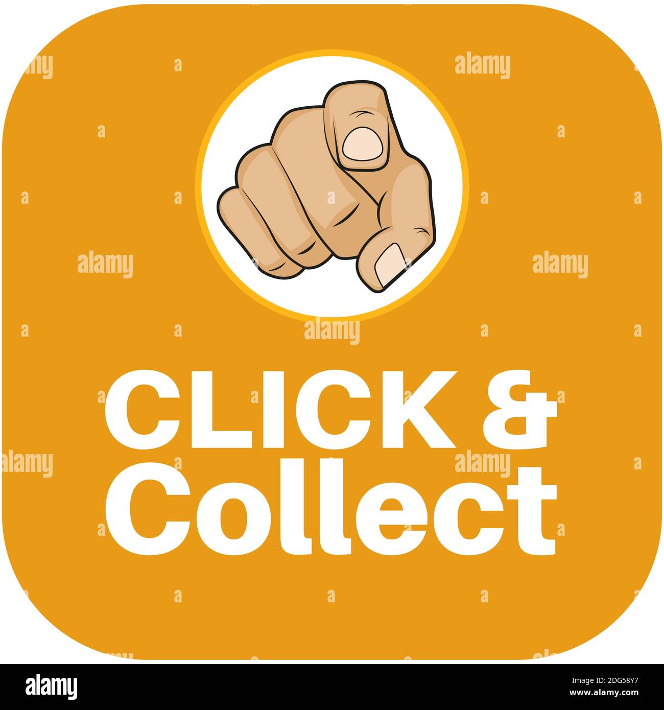 click and collect with pointing hand, internet shopping concept ...