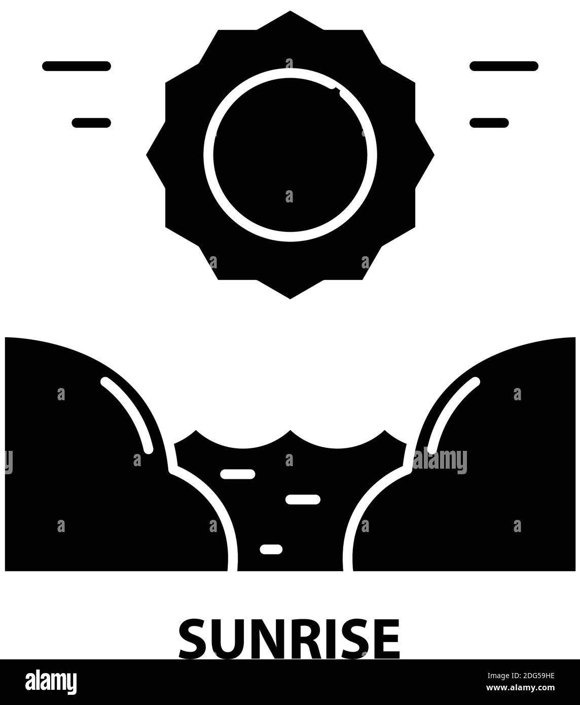 sunrise icon, black vector sign with editable strokes, concept ...