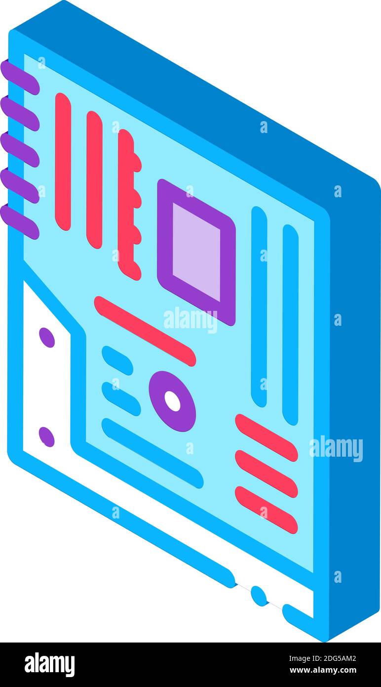 mainboard motheboard computer part isometric icon vector illustration ...