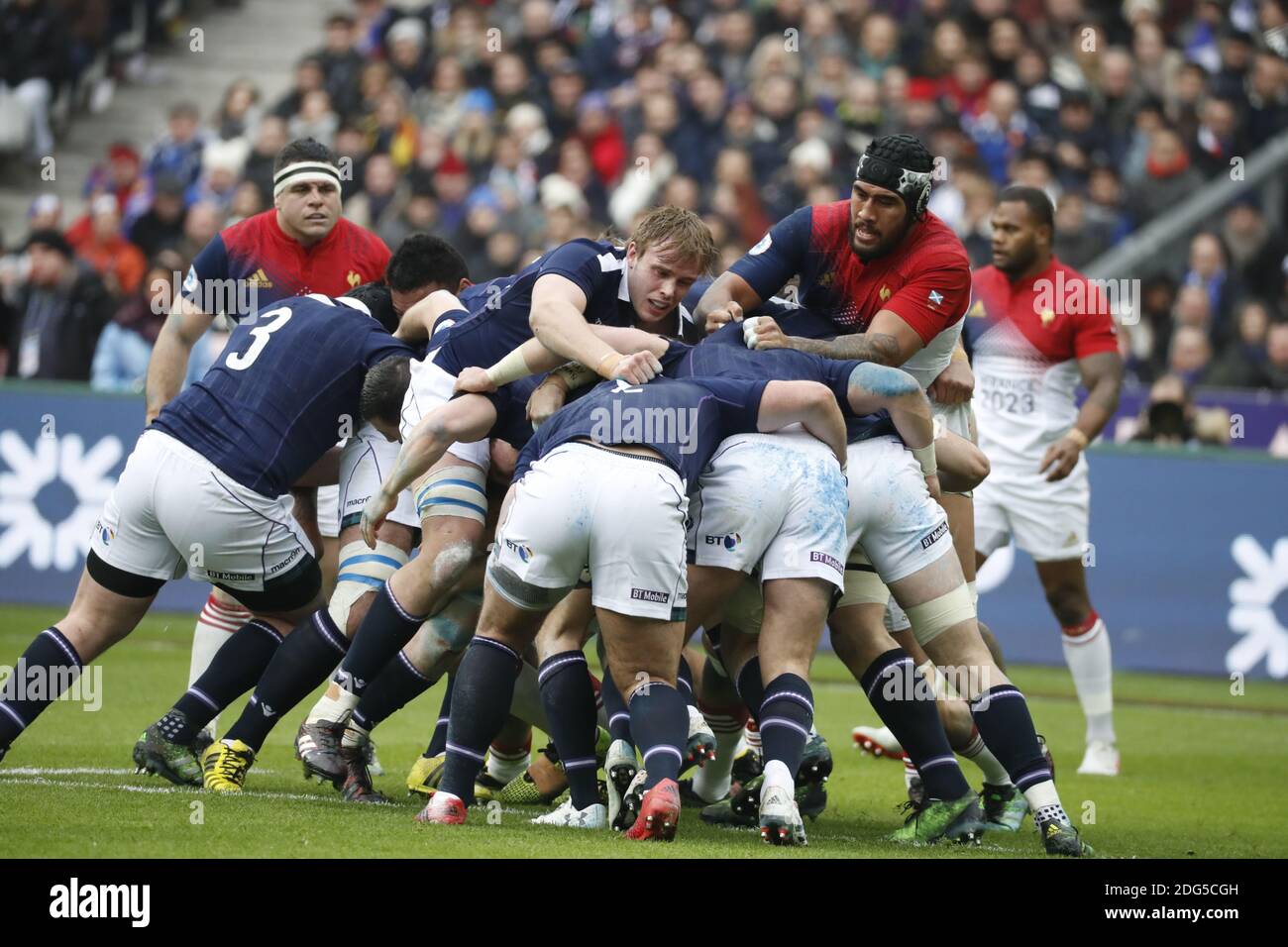 Furious maul during Rugby RBS 6 Nations Tournament, France vs Scotland ...