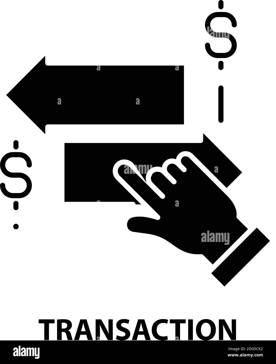 transaction icon, black vector sign with editable strokes, concept ...