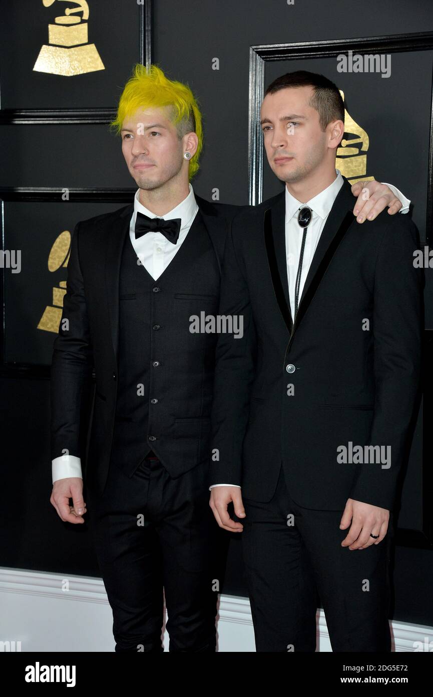 Twenty One Pilots attends the 59th GRAMMY Awards at STAPLES Center on ...