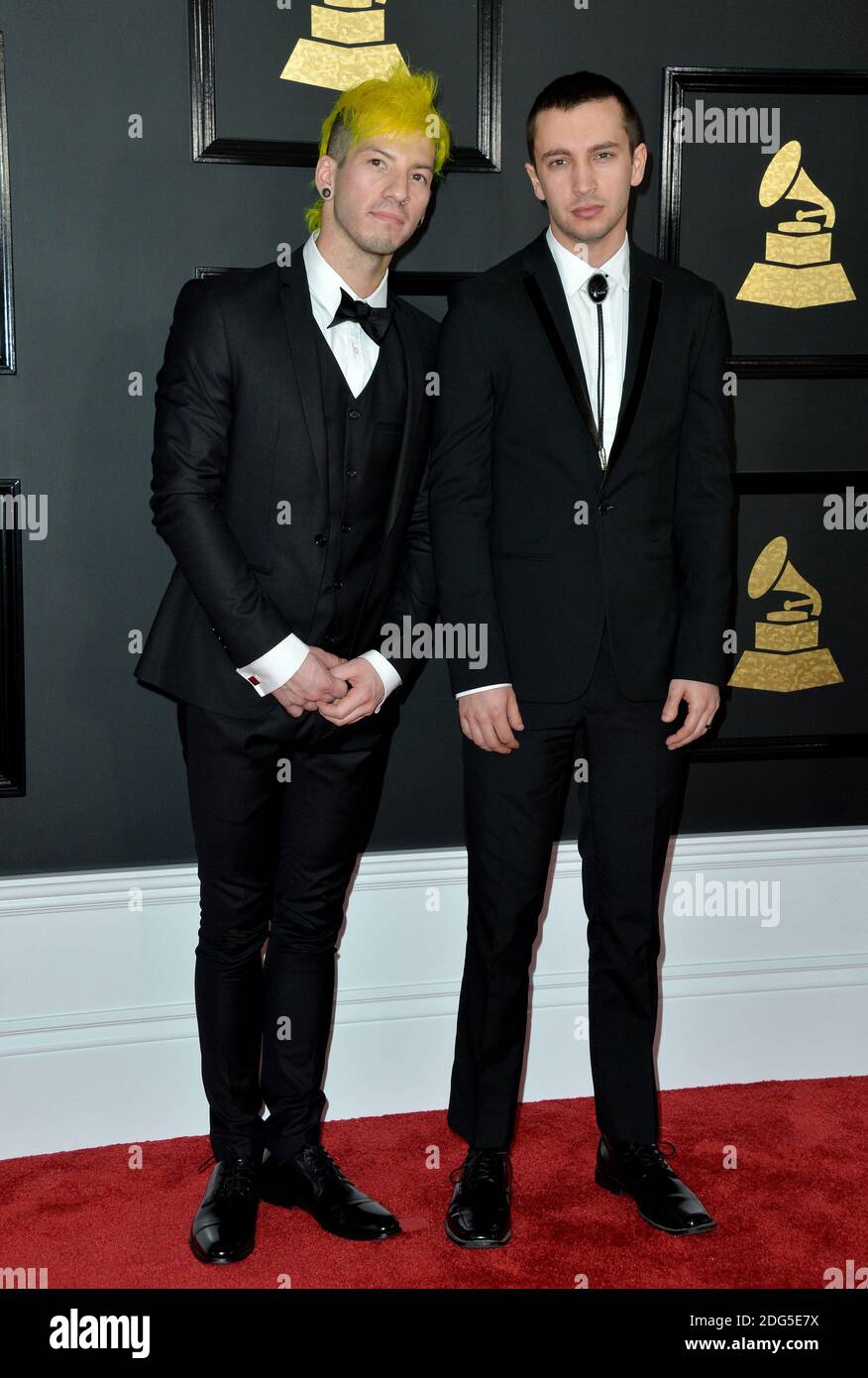 Twenty One Pilots attends the 59th GRAMMY Awards at STAPLES Center on ...