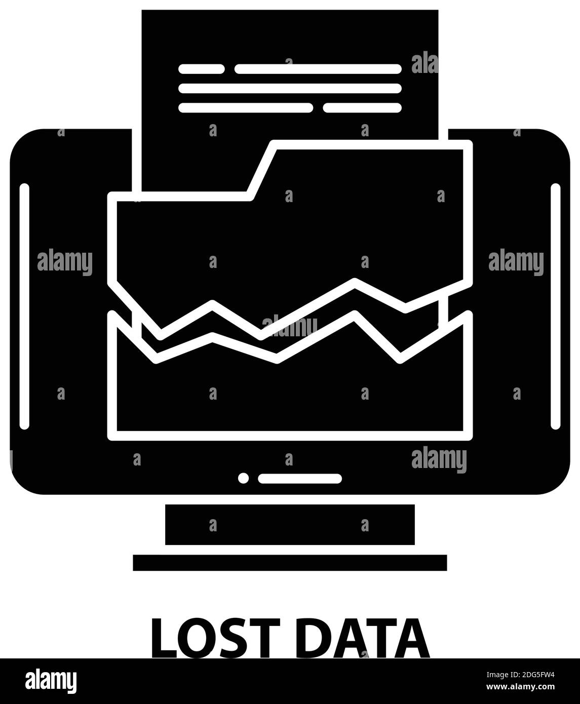 lost data icon, black vector sign with editable strokes, concept ...