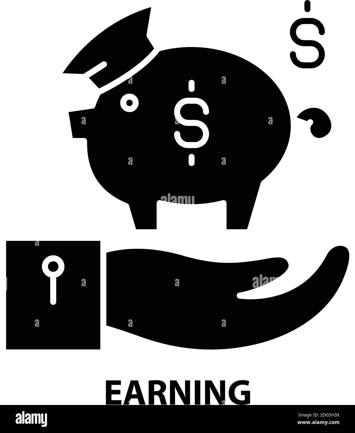 earning icon, black vector sign with editable strokes, concept ...