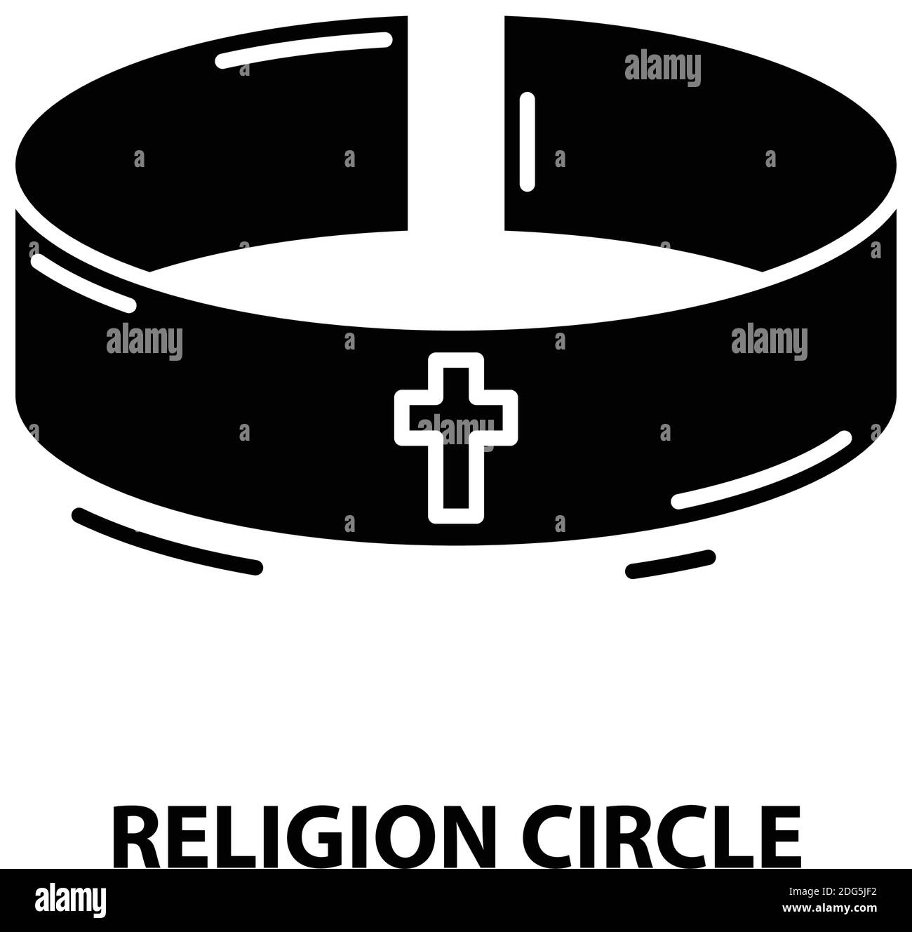 religion circle icon, black vector sign with editable strokes, concept ...