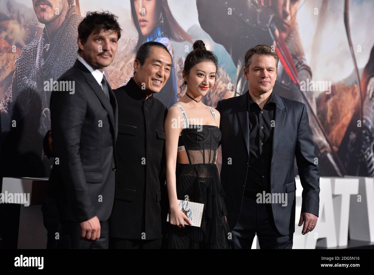 Pedro Pascal, Zhang Yimou, Jing Tian and Matt Damon attend the premiere ...