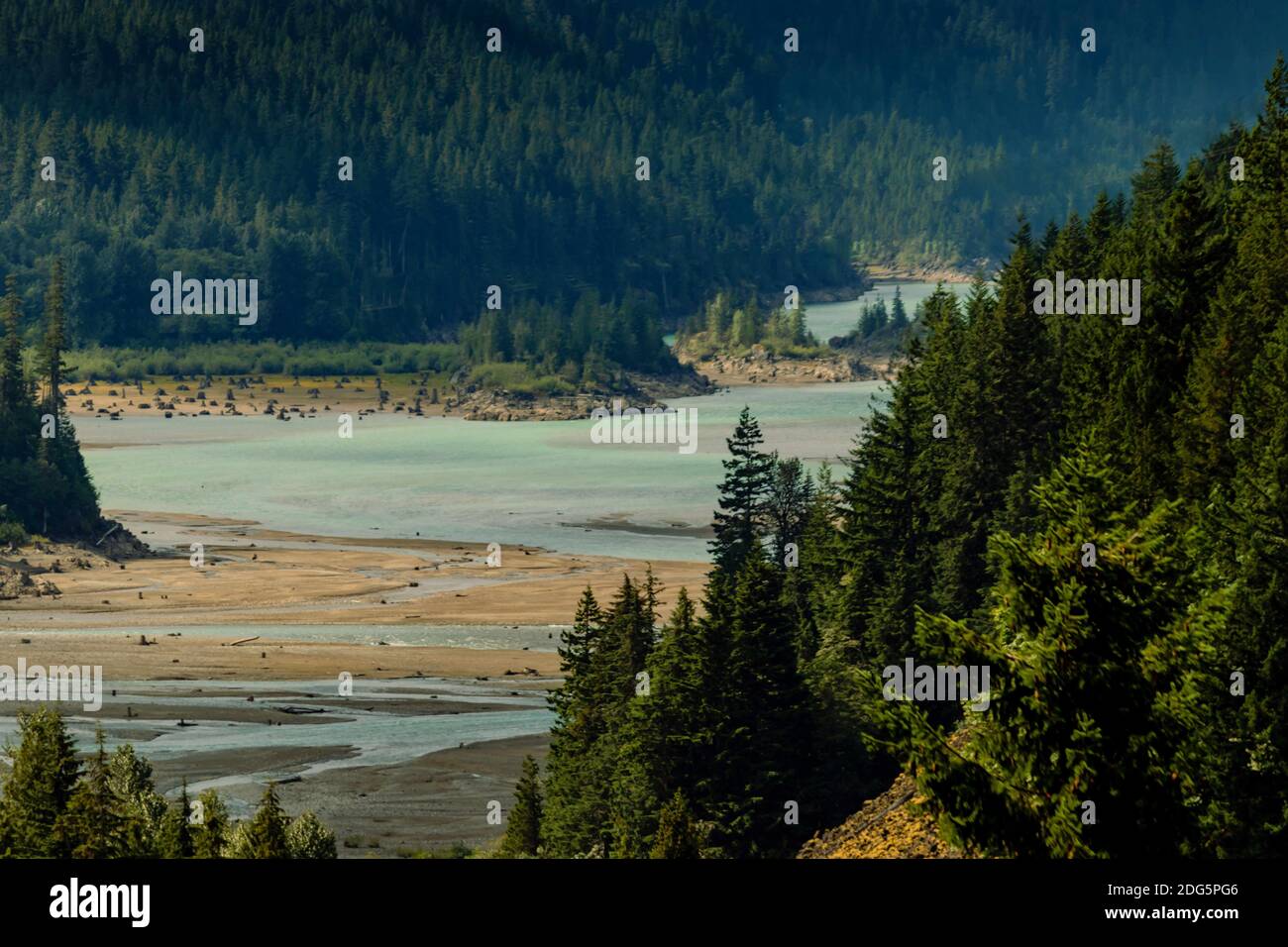 Brandywine river meanders through the valley. Scenic coastal British ...