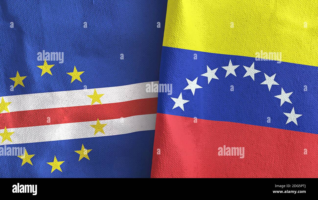 Venezuela and Cape Cabo Verde two flags textile cloth 3D rendering ...
