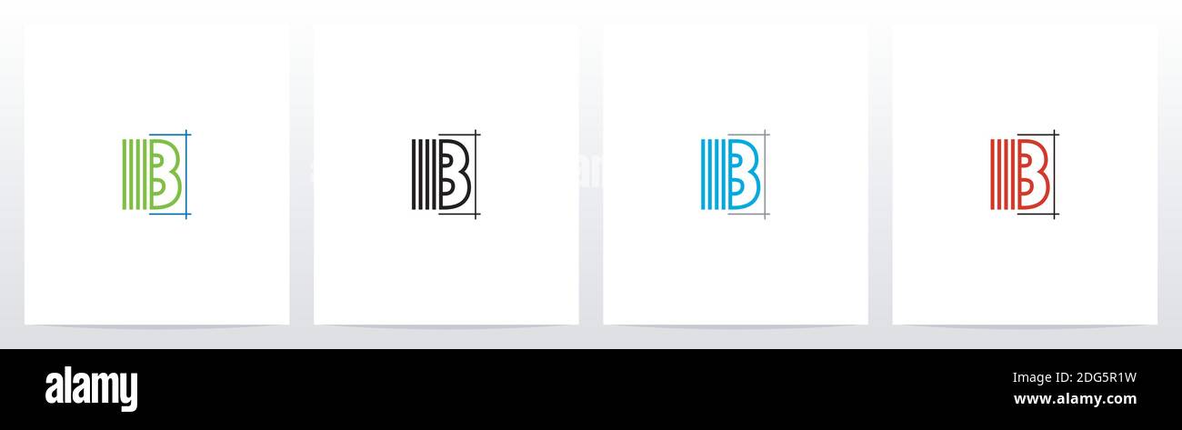 Blueprint Architecture Style Letter Logo Design B Stock Vector Image ...
