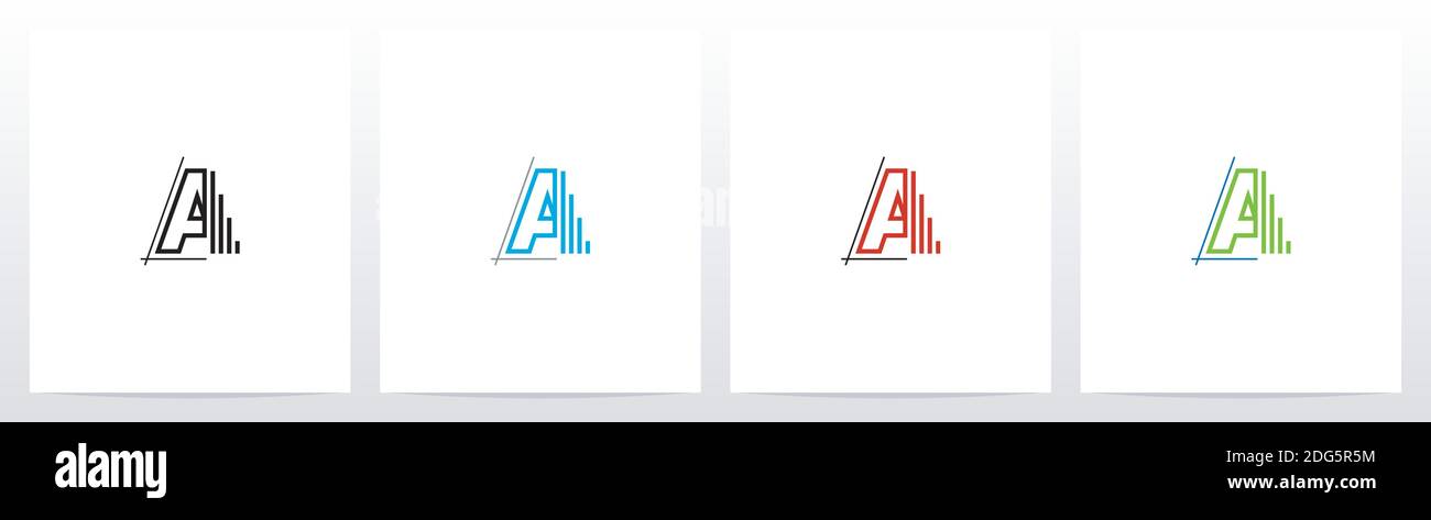 Blueprint Architecture Style Letter Logo Design A Stock Vector Image ...