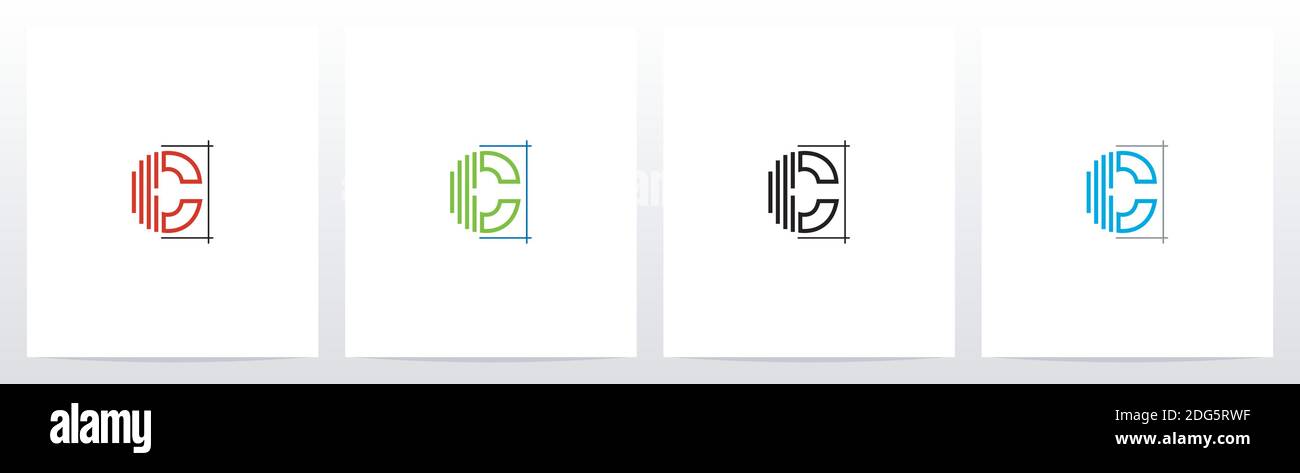 Blueprint Architecture Style Letter Logo Design C Stock Vector Image ...