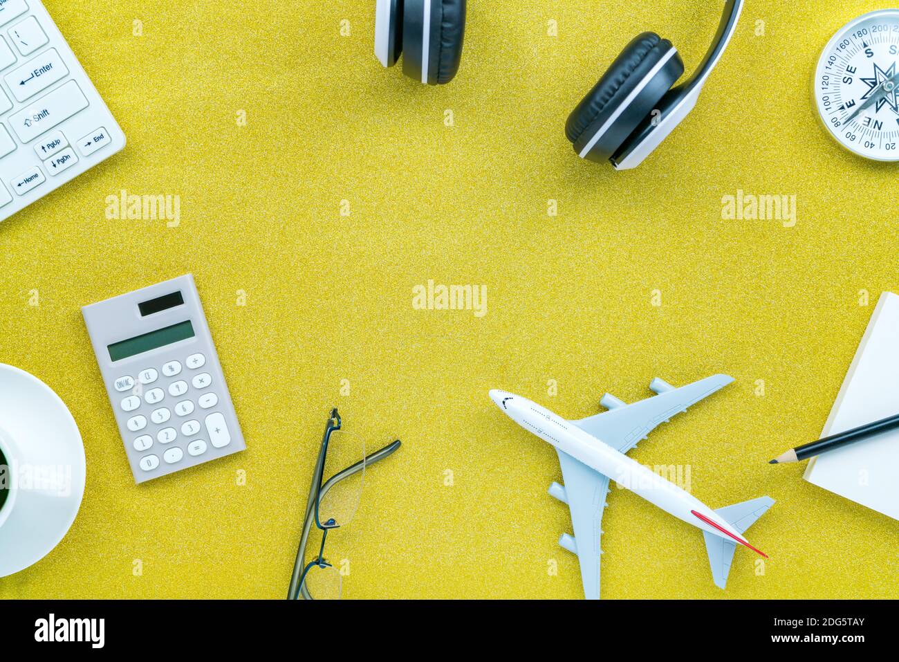 Work from home concept of Mock up Business objects and coffee,airplane ...