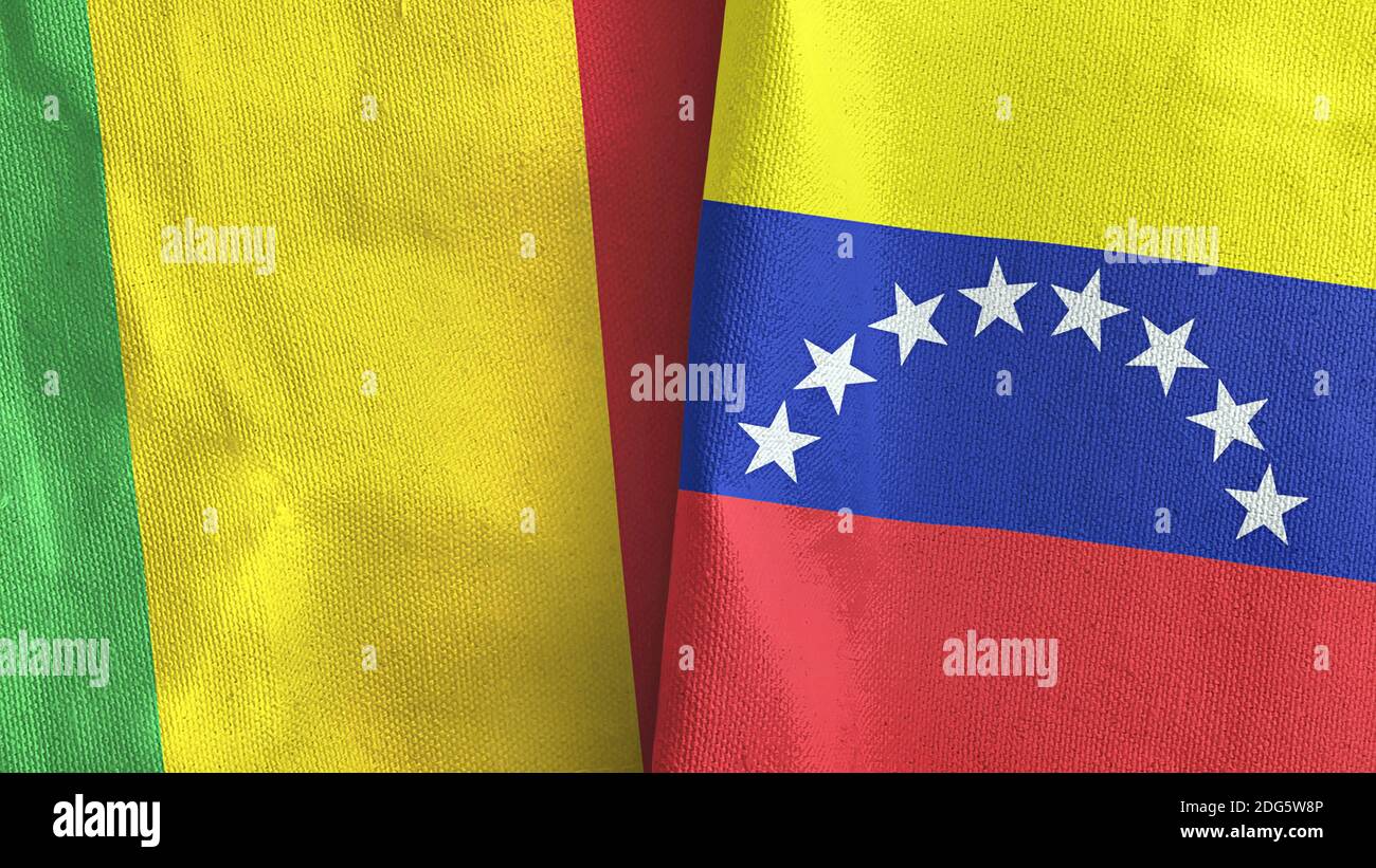 Venezuela and Mali two flags textile cloth 3D rendering Stock Photo - Alamy