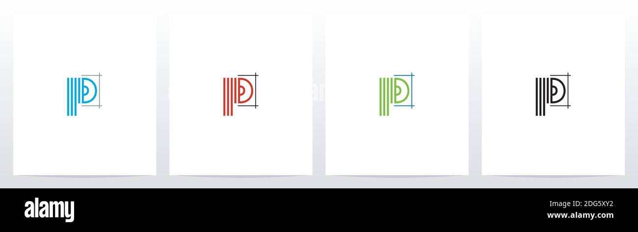Blueprint Architecture Style Letter Logo Design P Stock Vector Image ...