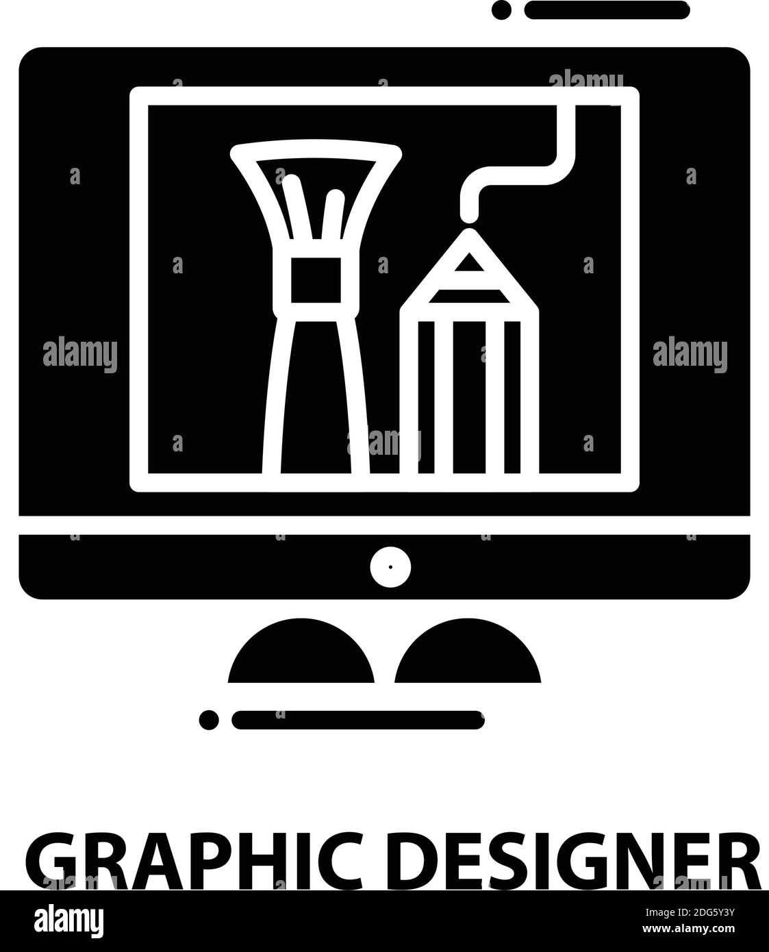 graphic designer icon, black vector sign with editable strokes, concept ...