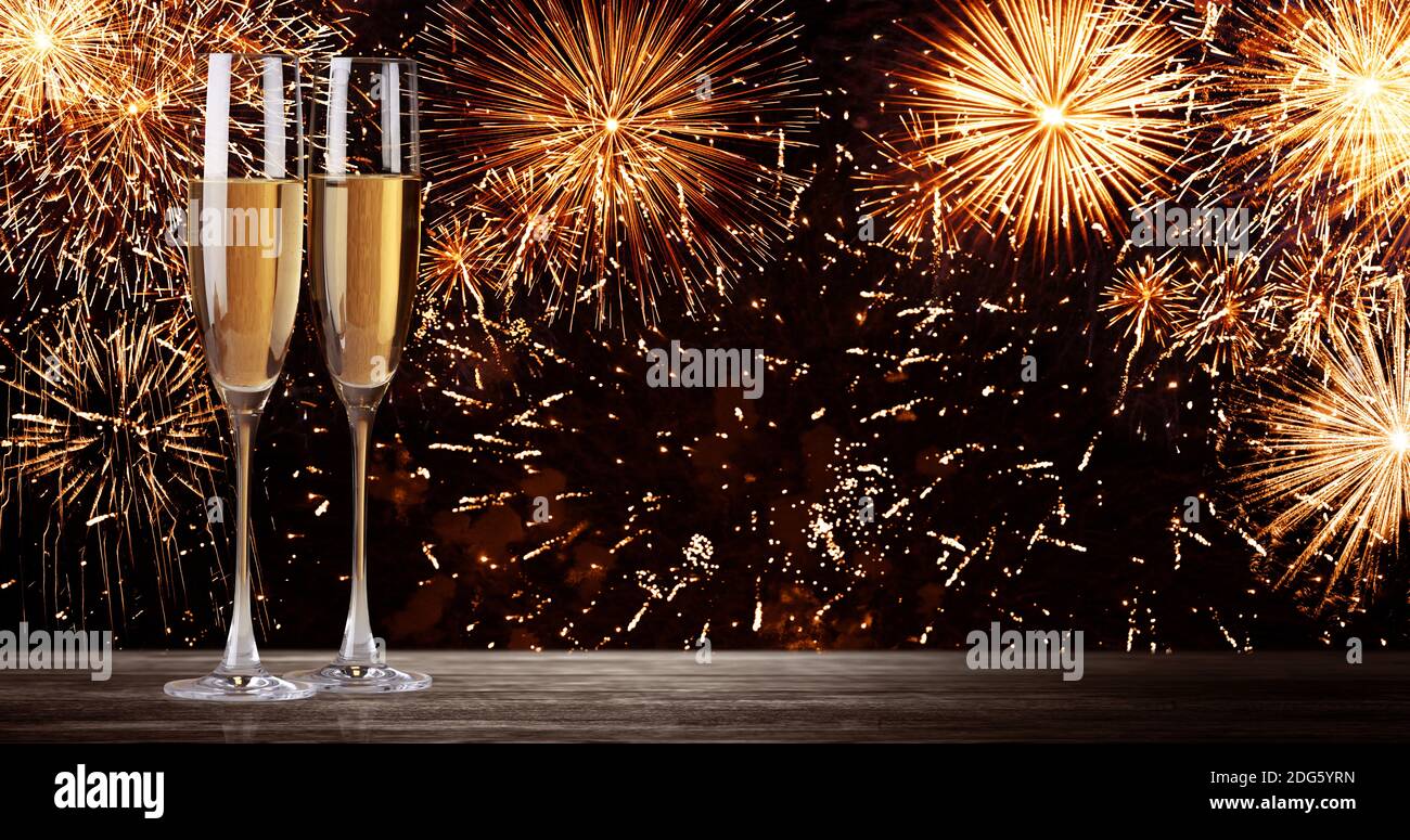 Glasses of champagne with splash, celebration theme concept Stock Photo ...
