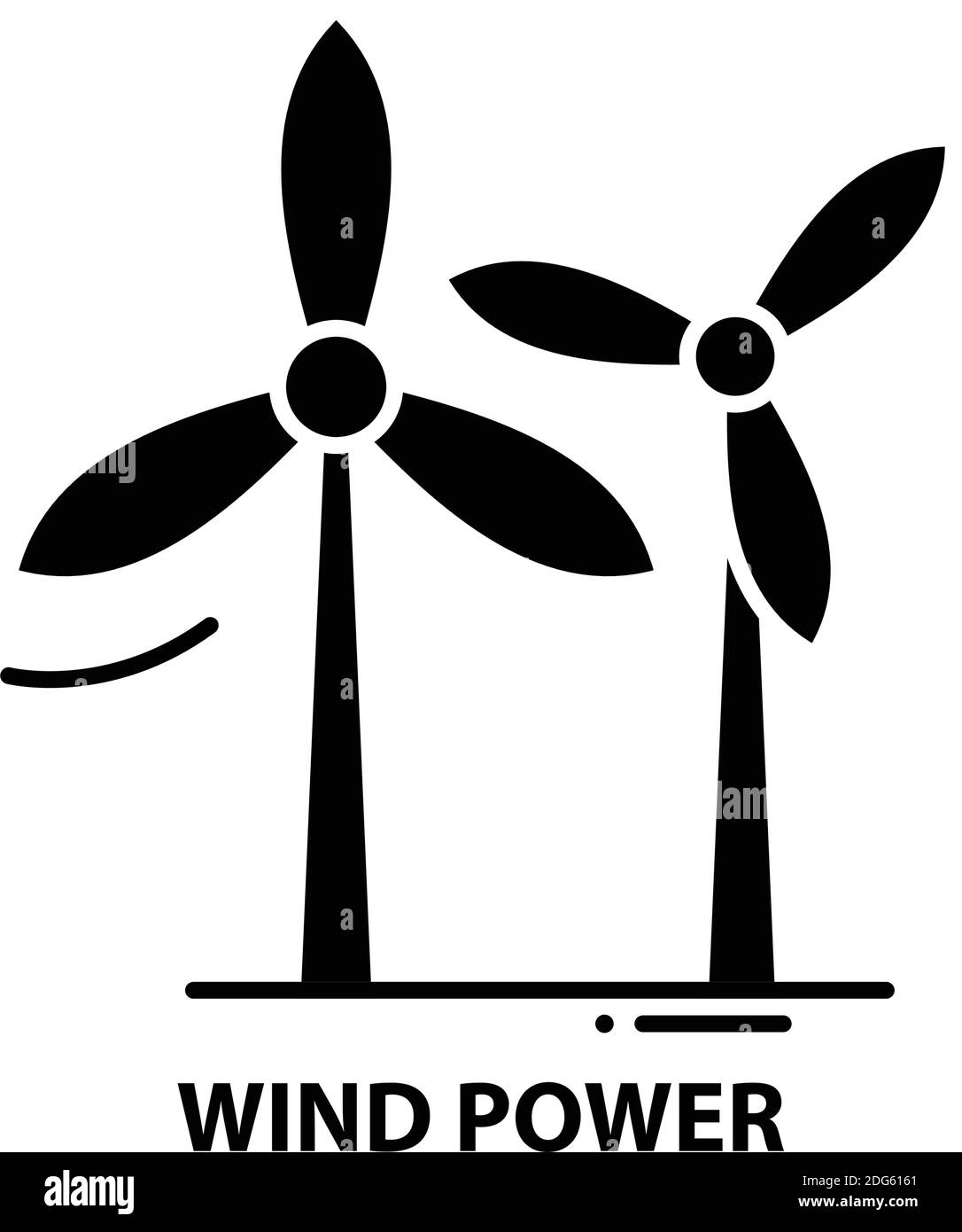 wind power icon, black vector sign with editable strokes, concept ...