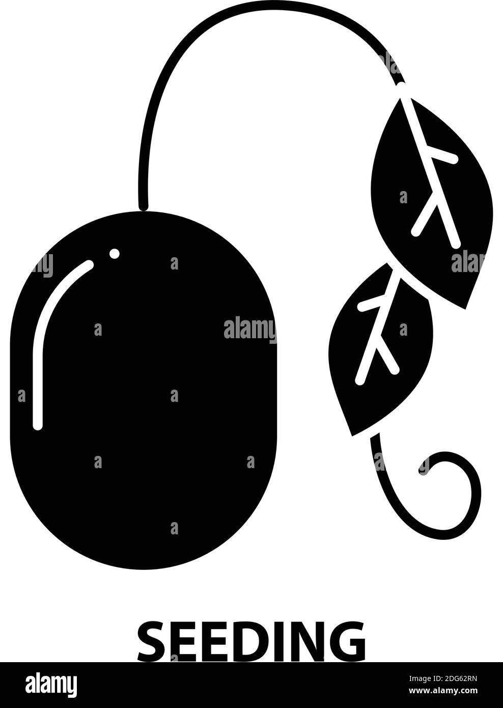 seeding icon, black vector sign with editable strokes, concept ...