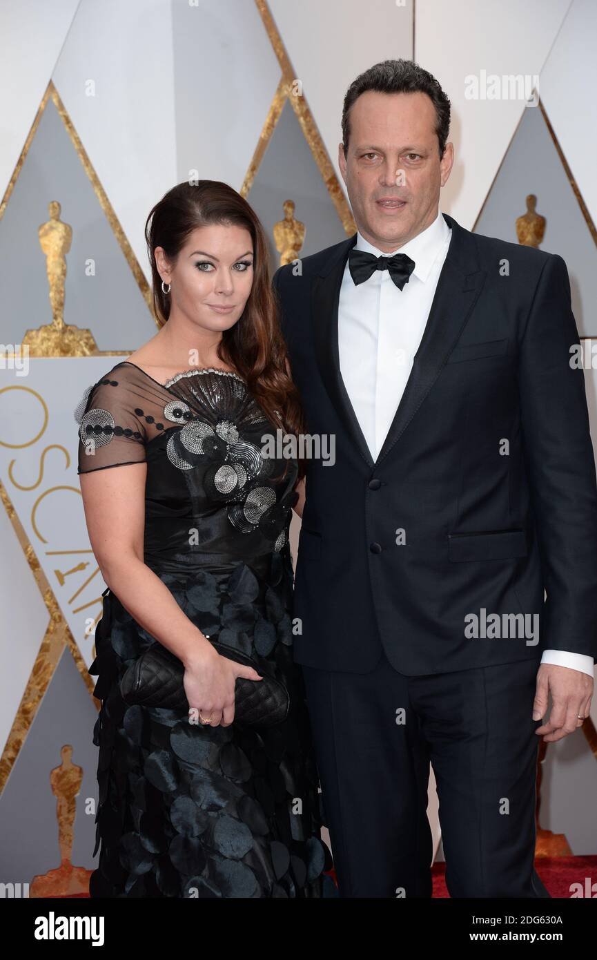 Kyla Weber (L) and actor Vince Vaughn arriving for the 89th Academy ...