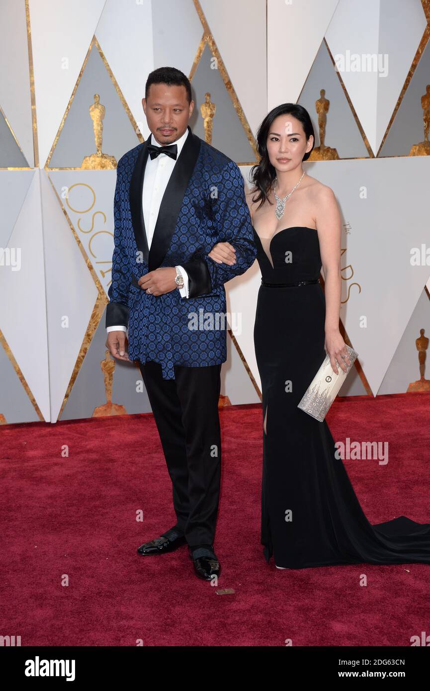 Terrence Howard (L) and Mira Pak arriving for the 89th Academy Awards ...