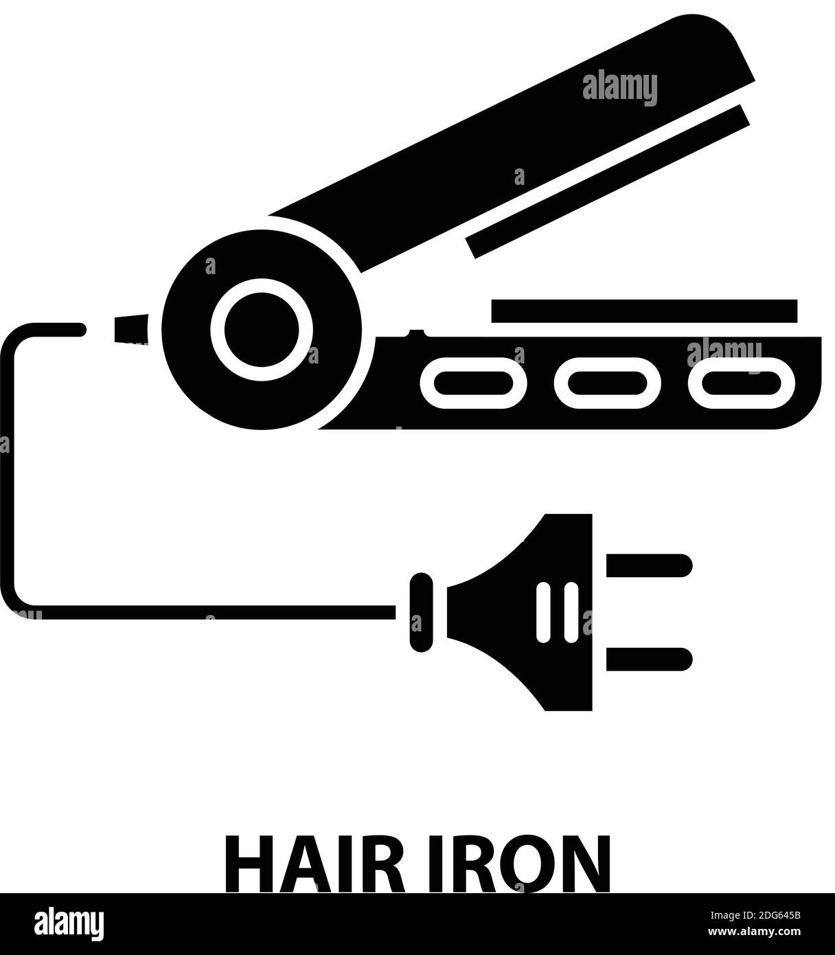 hair iron icon, black vector sign with editable strokes, concept ...