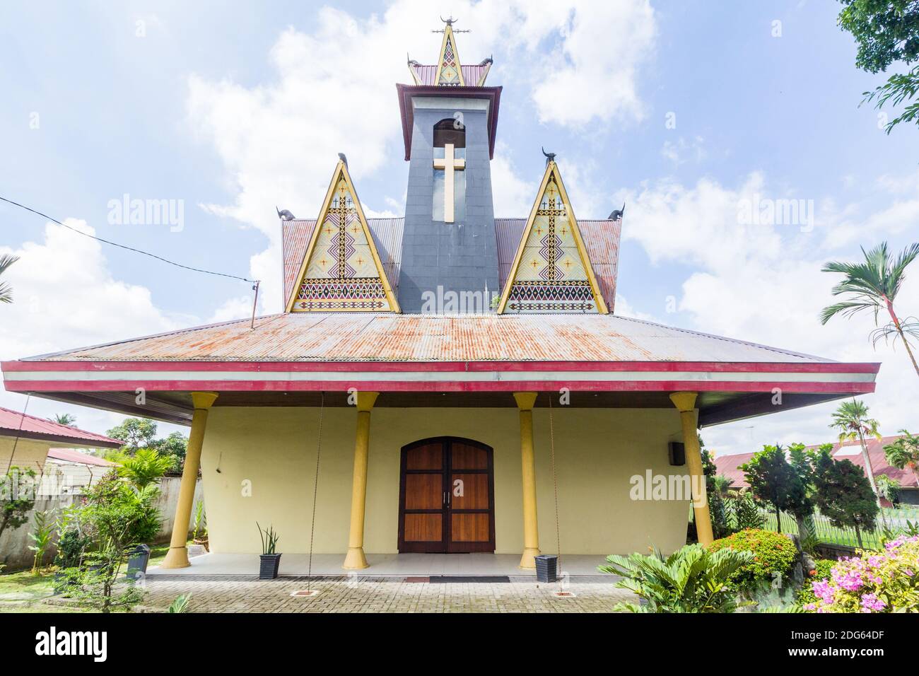 A Christian Church in Medan, Indonesia in traditional style Stock Photo ...