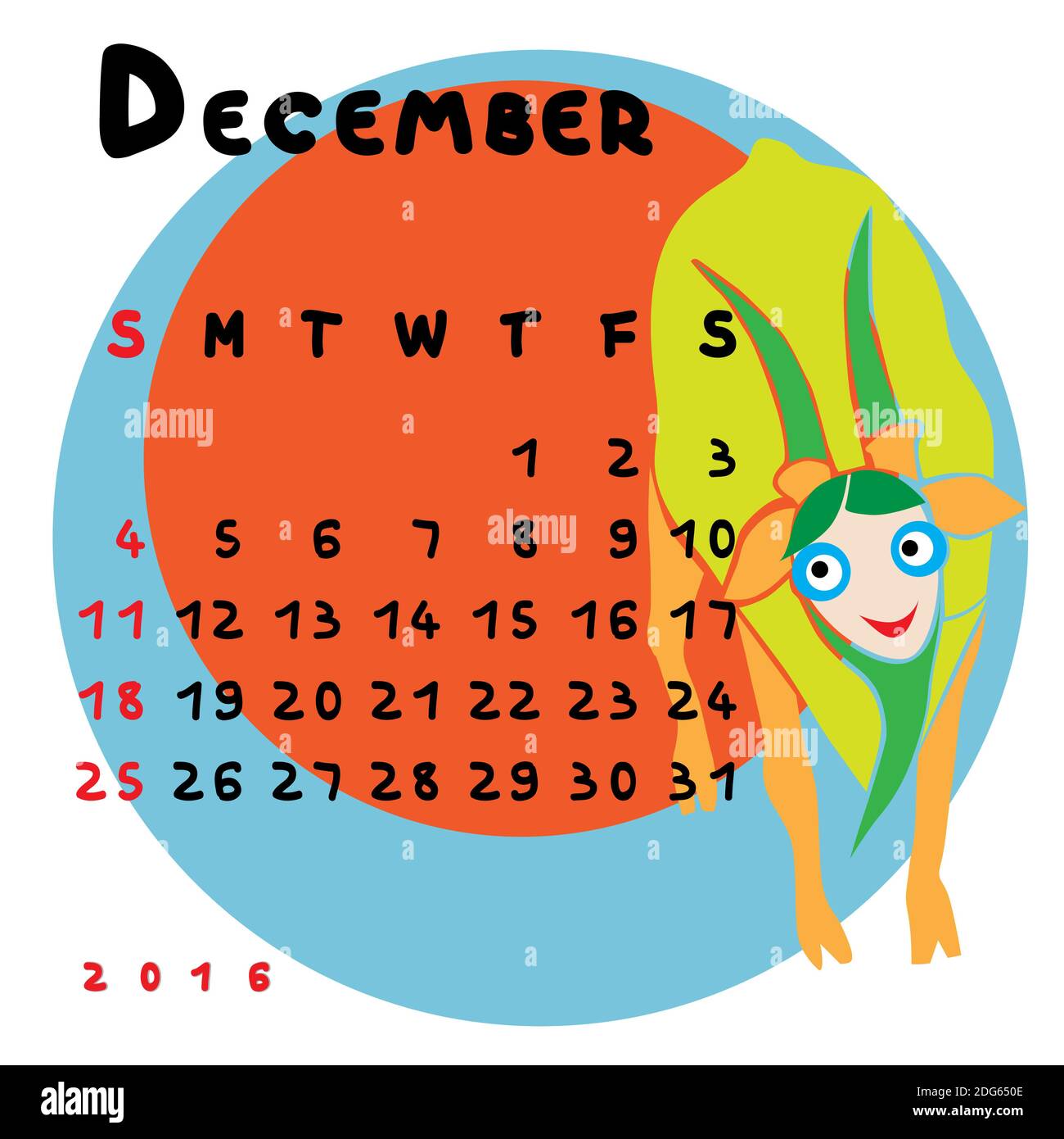 December 2016 calendar Cut Out Stock Images & Pictures - Alamy